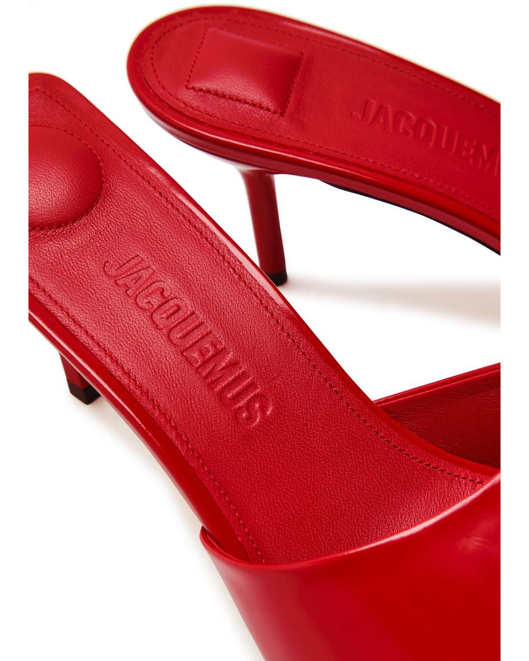 Jacquemus Les Mules Cubisto 70 Glossed Leather Mules in Red | Lyst