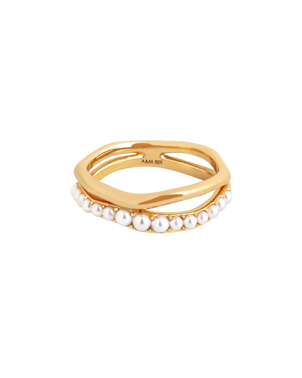 Astrid & Miyu Molten Illusion Pearl 18K Vermeil Ring in White | Lyst
