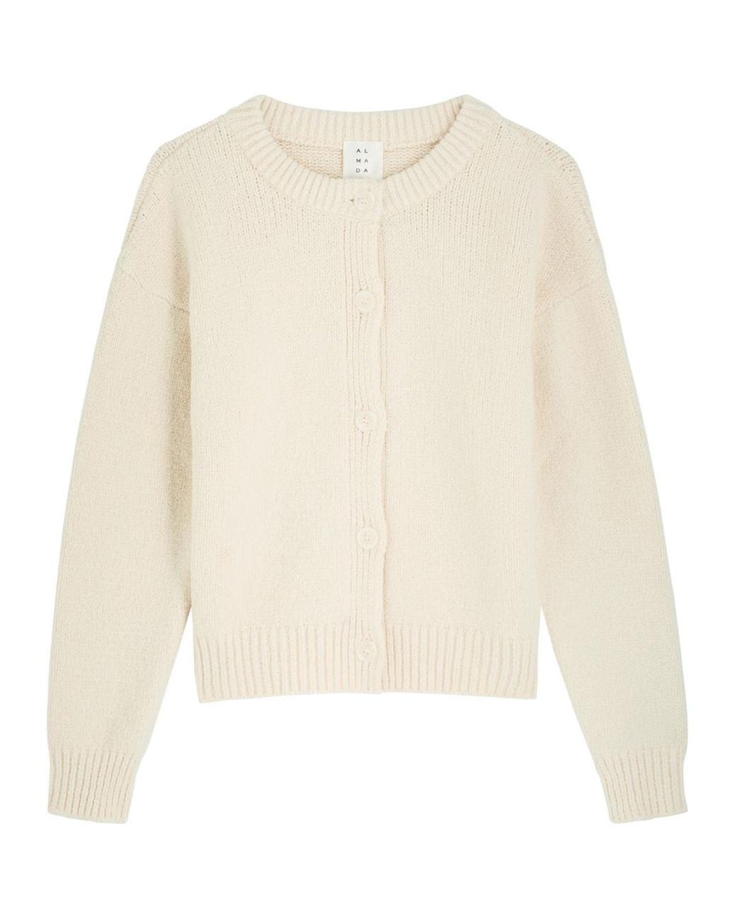 Almada Label Kai Knitted Bouclé Cardigan in Natural | Lyst