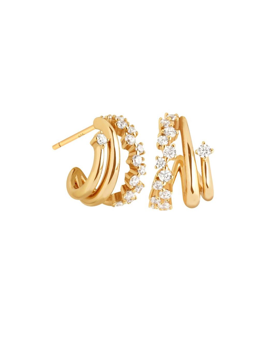 Astrid & Miyu Spiral Crystal 18K-Plated Huggie Hoop Earrings in ...