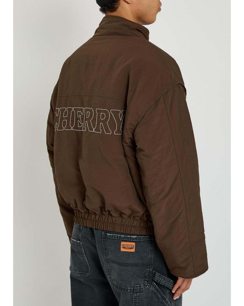 CHERRY LA Pit Crew Logo-Embroidered Padded Nylon Jacket in Brown for ...