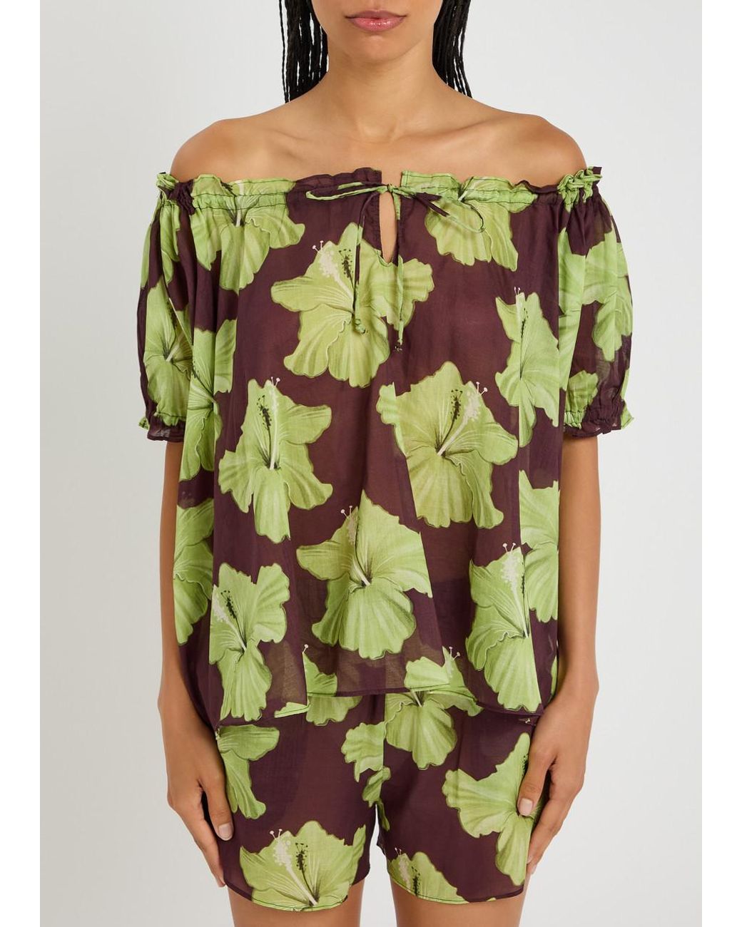 Desmond & Dempsey Floral-Printed Cotton-Voile Pyjama Set in Green | Lyst