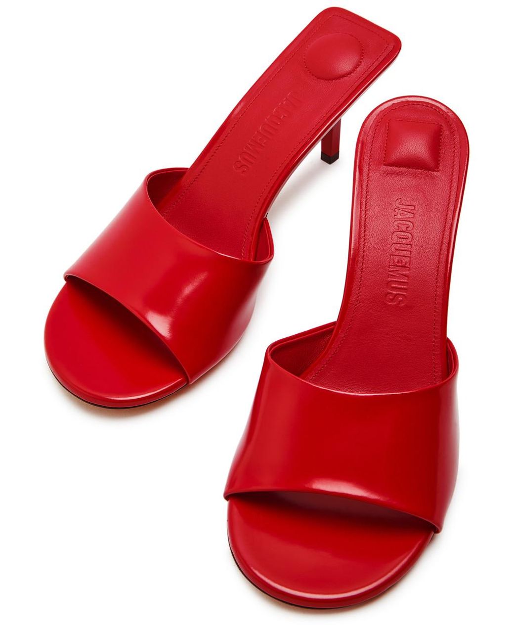 Jacquemus Les Mules Cubisto 70 Glossed Leather Mules in Red | Lyst