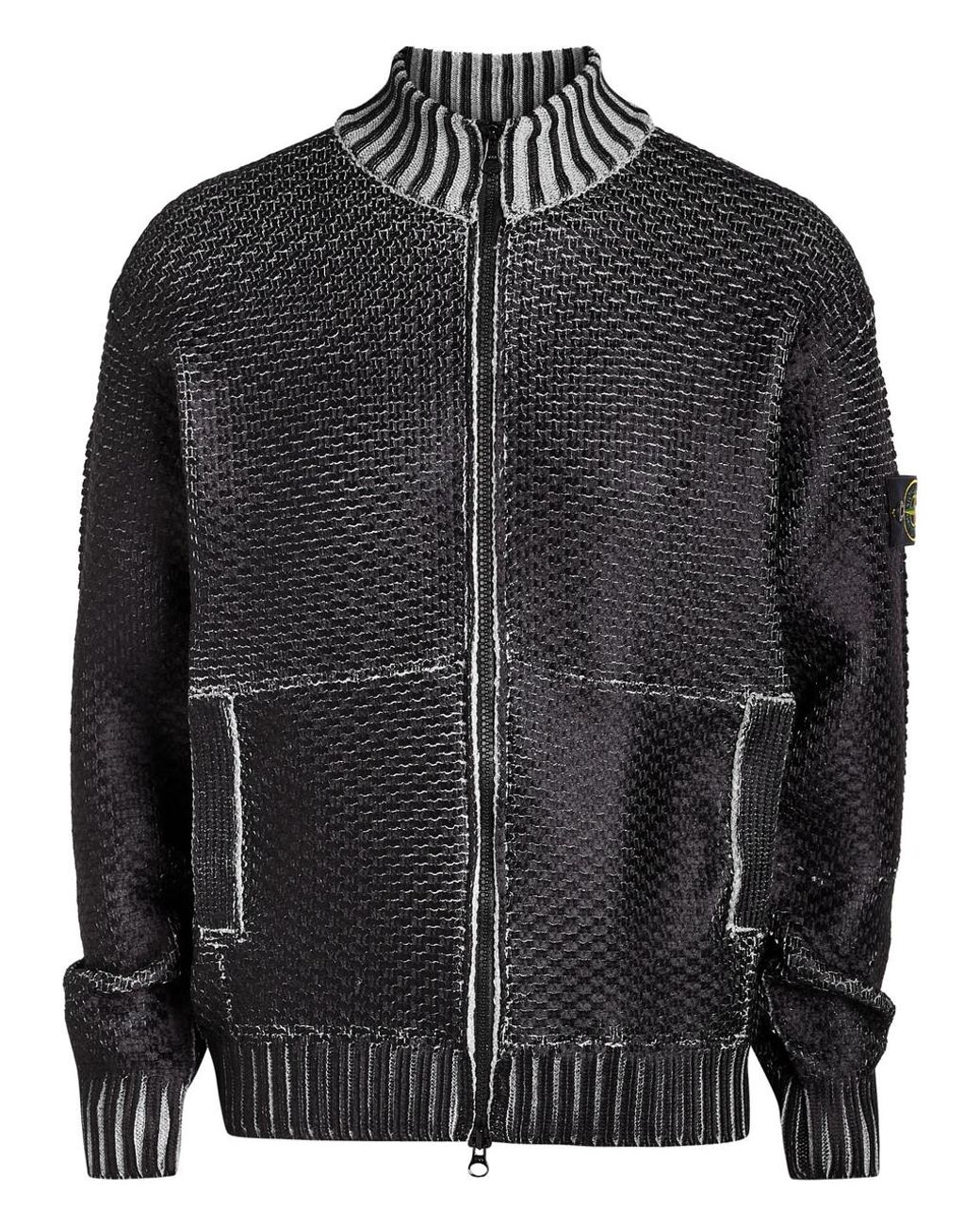 Stone Island Sublimatic Knit Cardigan In Black For Men Lyst