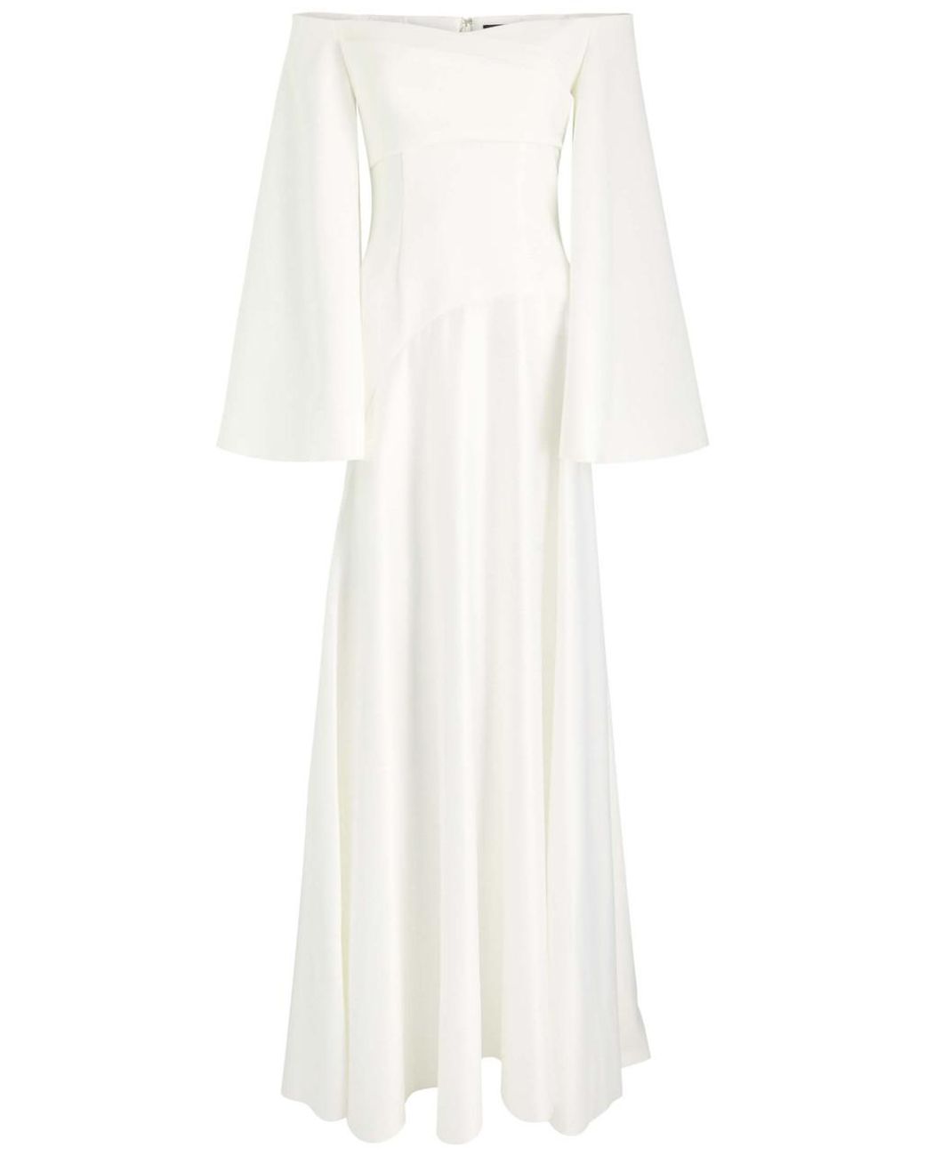 Solace London Rina Satin And Crepe Maxi Dress in White | Lyst