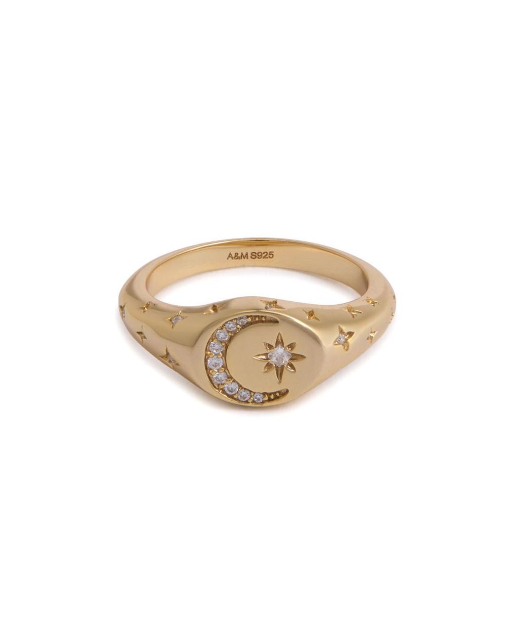 Astrid & Miyu Cosmic 18Kt-Plated Signet Ring in White | Lyst