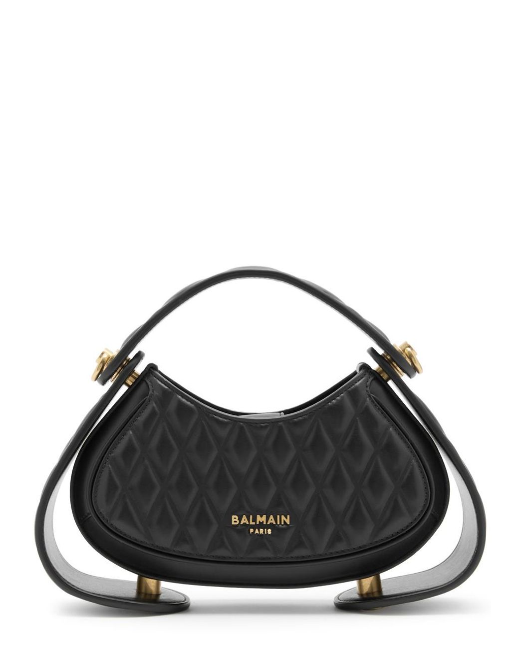 Balmain Jolie Madame Small Quilted Leather Top Handle Bag in Black | Lyst