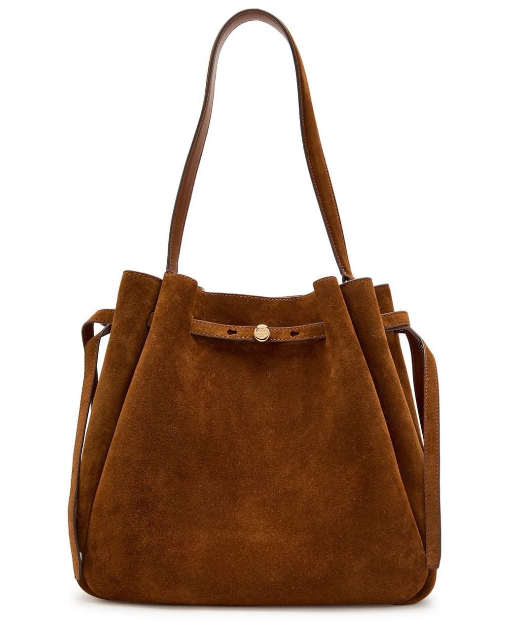 Tory Burch Romy Large Suede Bucket Bag in Brown | Lyst