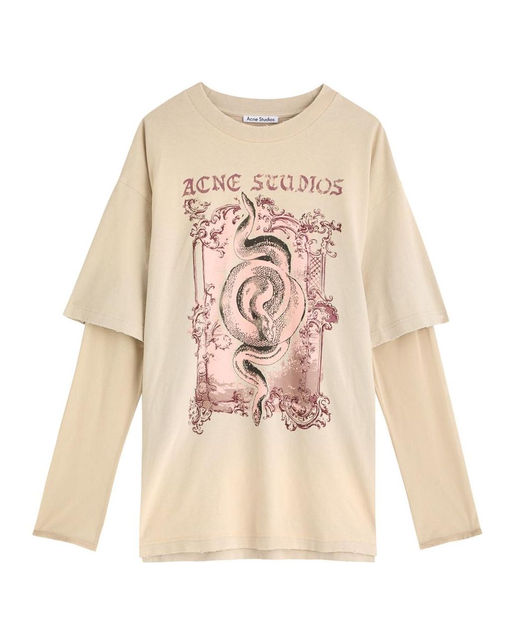 Acne Studios Layered Printed Cotton T-Shirt in Natural | Lyst UK Acne Studios Layered Printed Cotton T-Shirt in Natural | Lyst UK