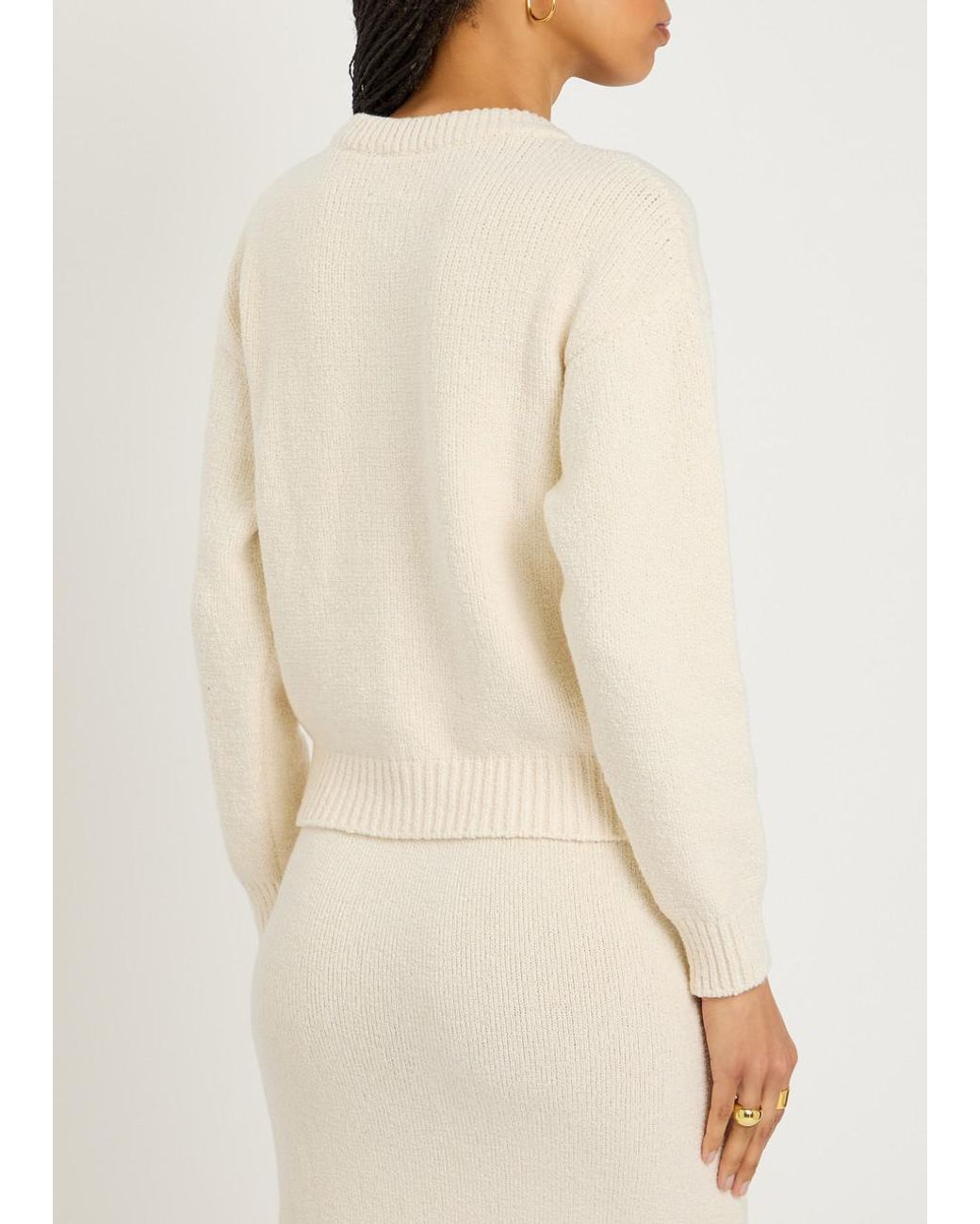 Almada Label Kai Knitted Bouclé Cardigan in Natural | Lyst