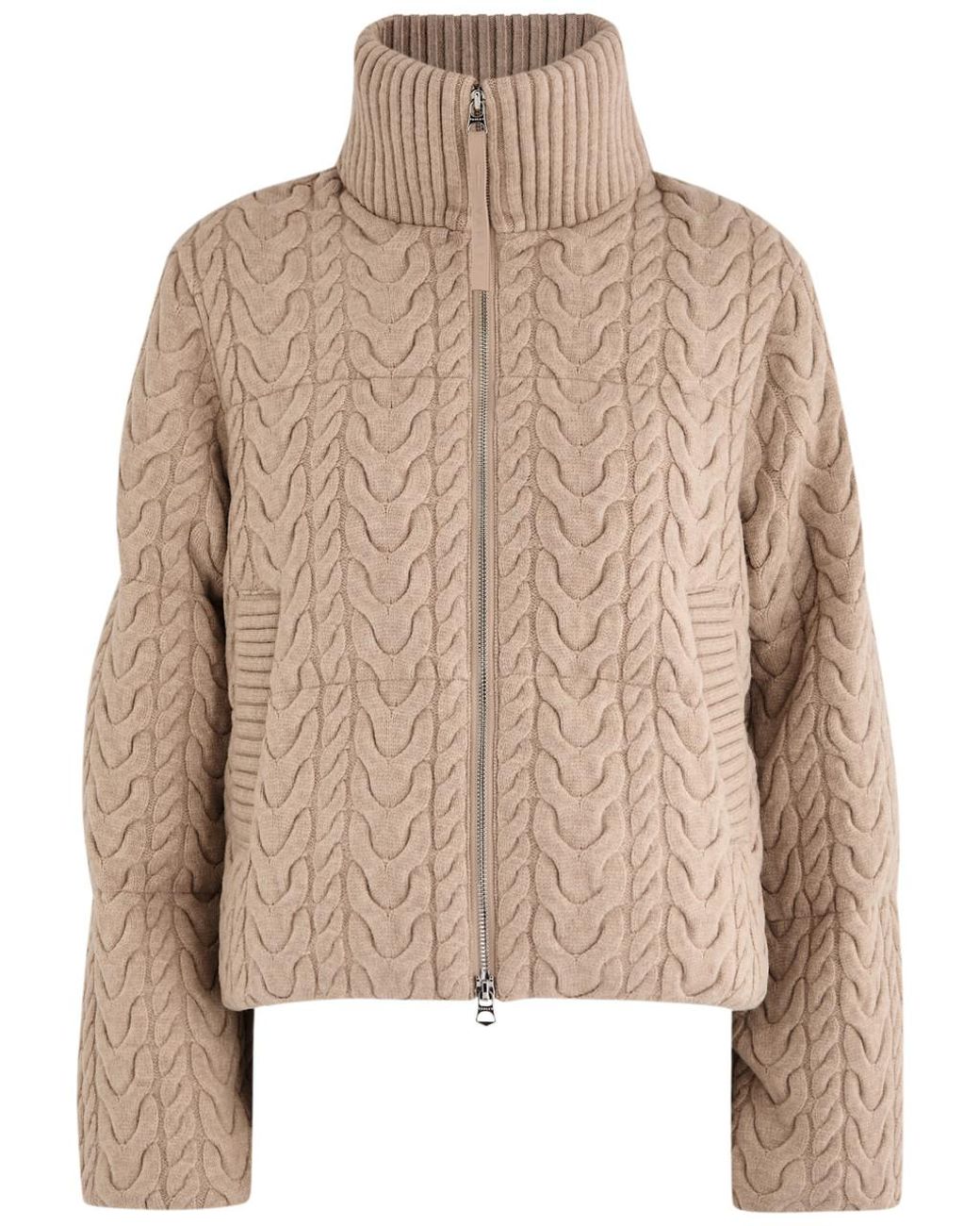 Varley Reggie Quilted Cable-Knit Jacket in Natural | Lyst