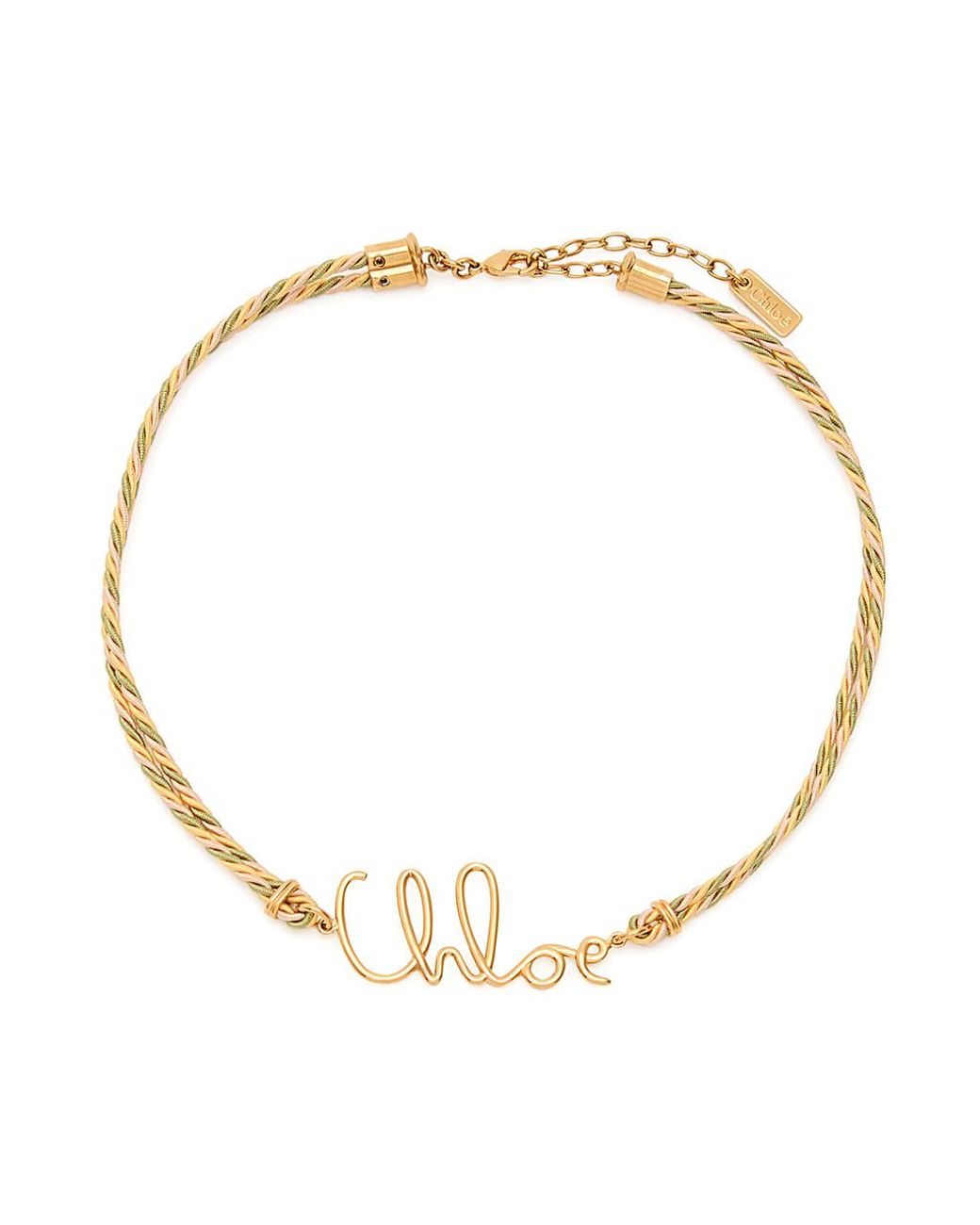 Chloé The Chloé Plage Logo Necklace in White | Lyst