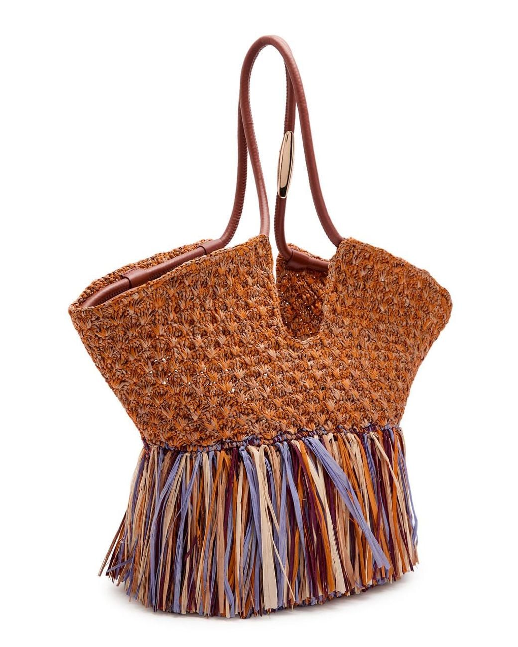 Zimmermann Goldentime Medium Fringed Raffia Tote Bag in Brown | Lyst