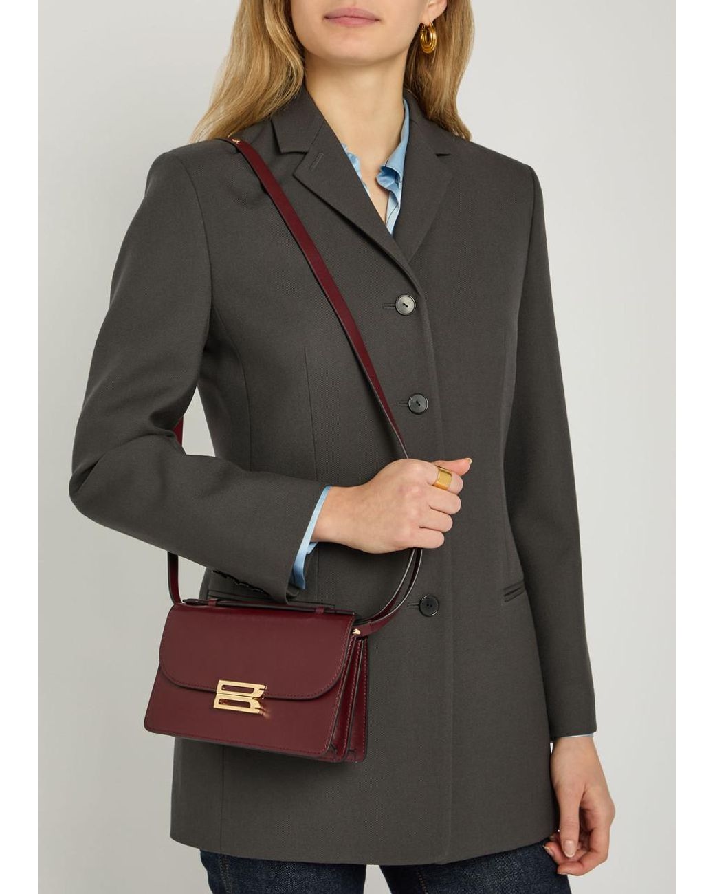 Victoria Beckham Dorian Mini Grained-Leather Top Handle Bag in Purple ...