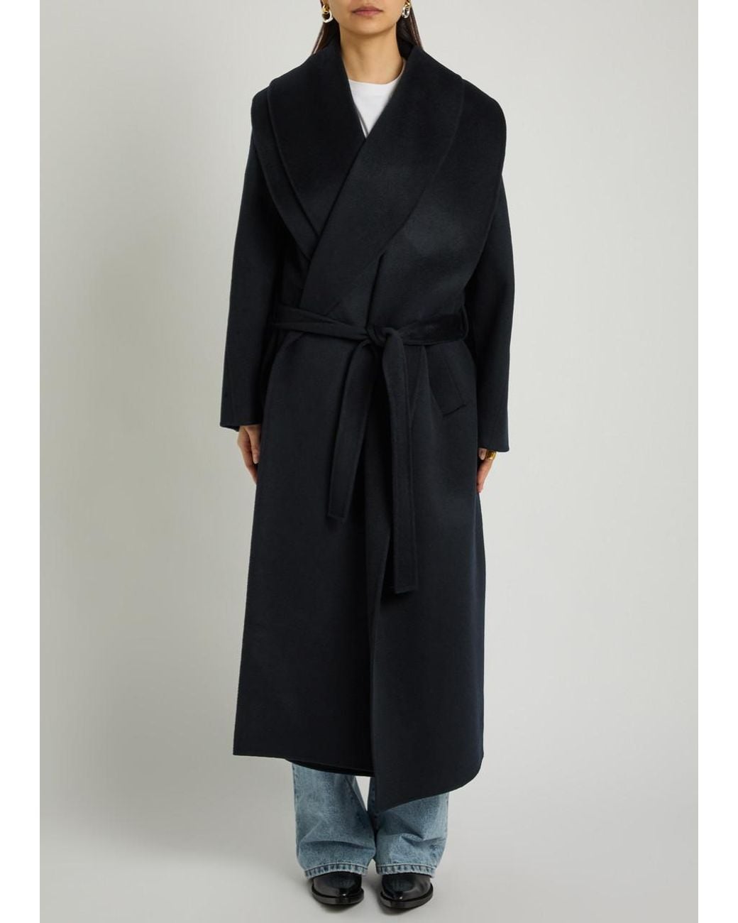 Rohe Double-Faced Belted Wool And Cashmere-Blend Coat in Black | Lyst