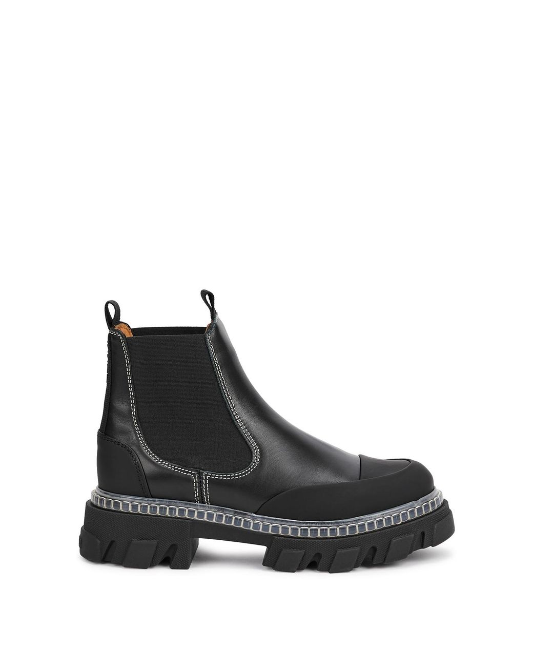 Ganni Cleated Low Chelsea Boot in Black | Lyst