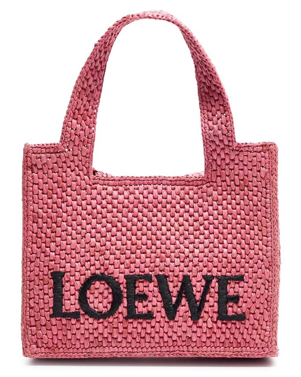 Loewe Font Mini Woven Raffia Tote in Red | Lyst