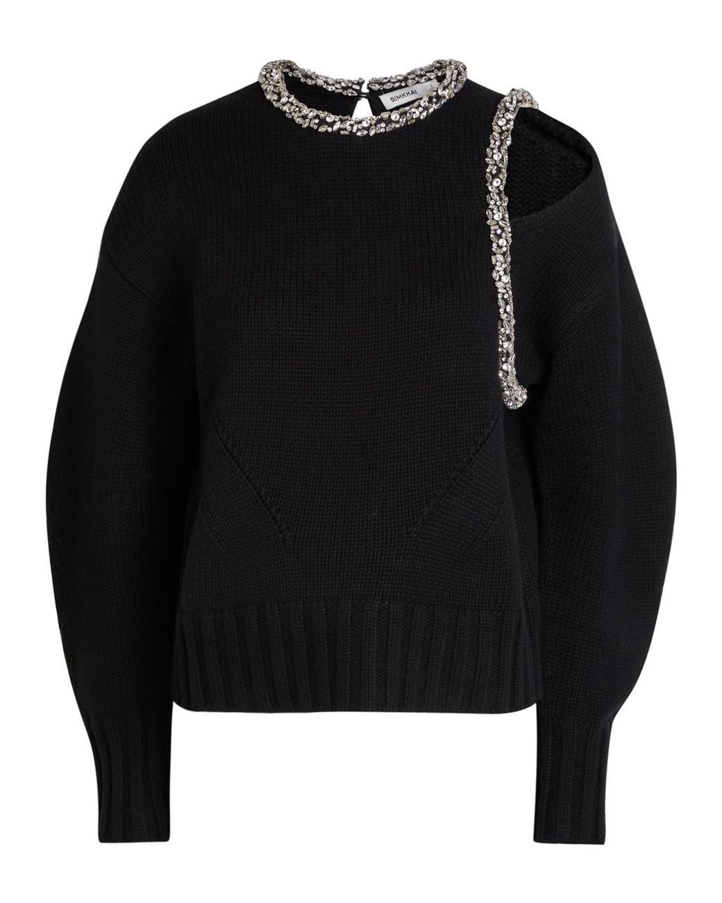 Jonathan Simkhai Monroe Crystal-Embellished Wool-Blend Jumper in Black ...