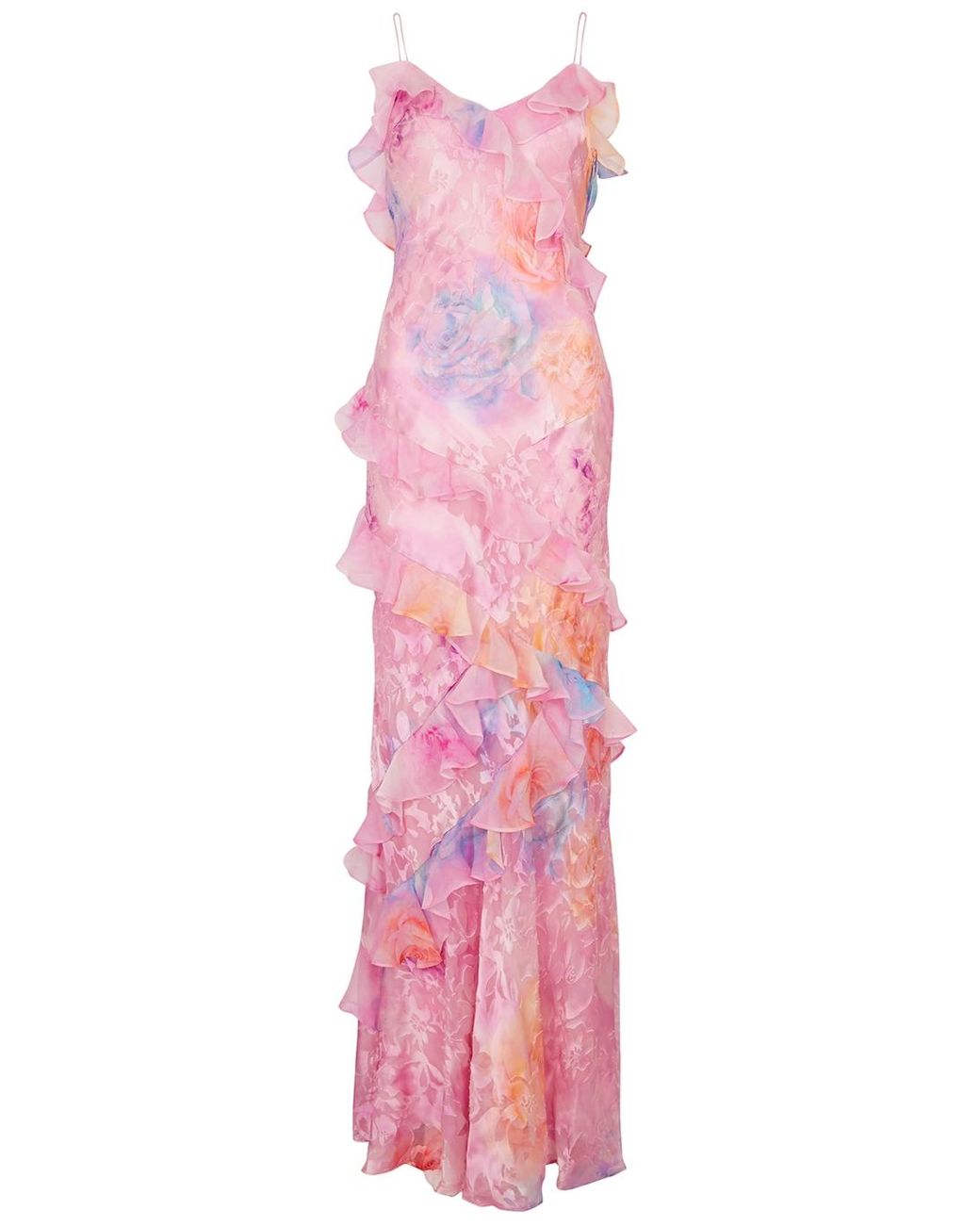 LoveShackFancy Rialto Ruffled Devoré Gown in Pink | Lyst