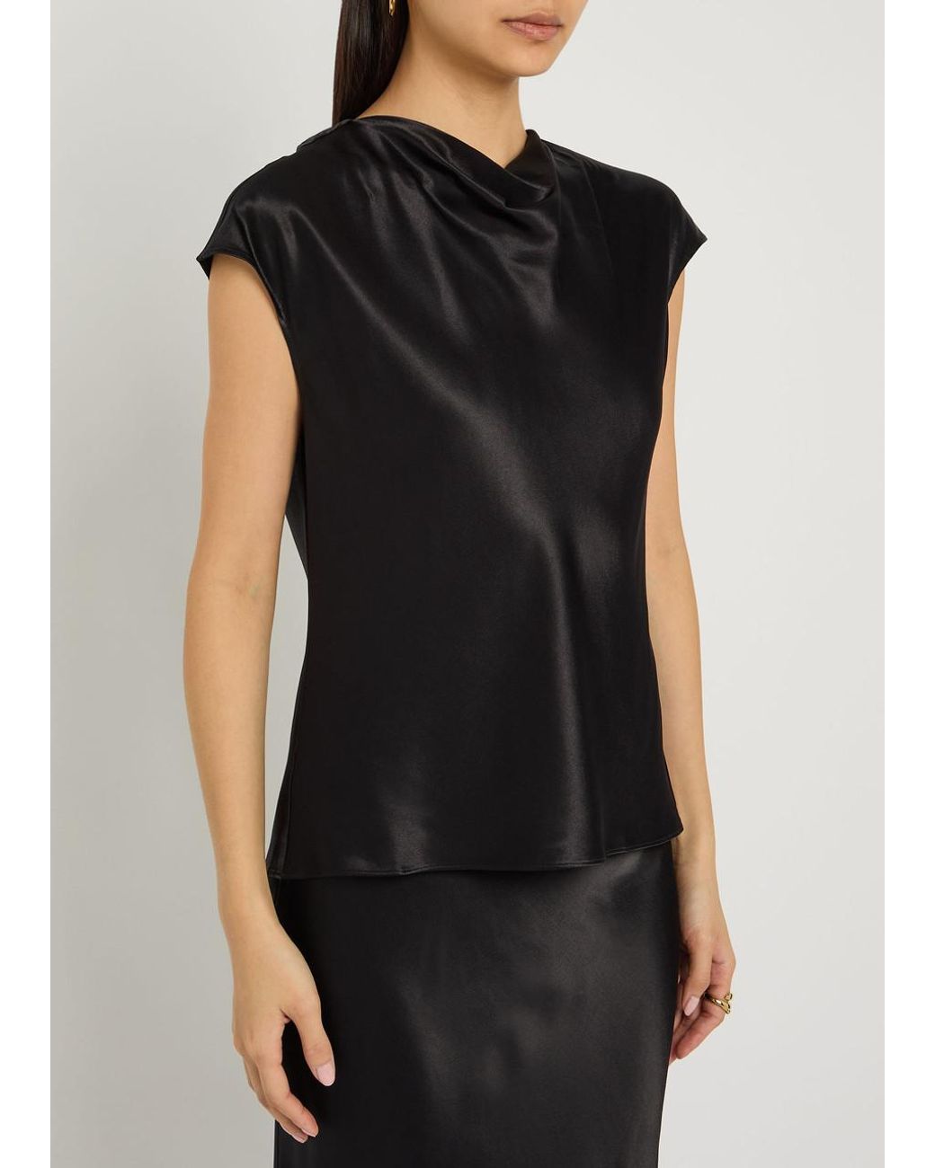 Rails Loretta Draped Satin Top in Black | Lyst