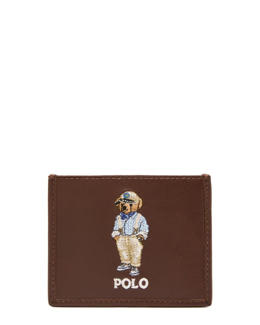 Polo Ralph Lauren Bear Leather Card Holder in Brown for Men | Lyst