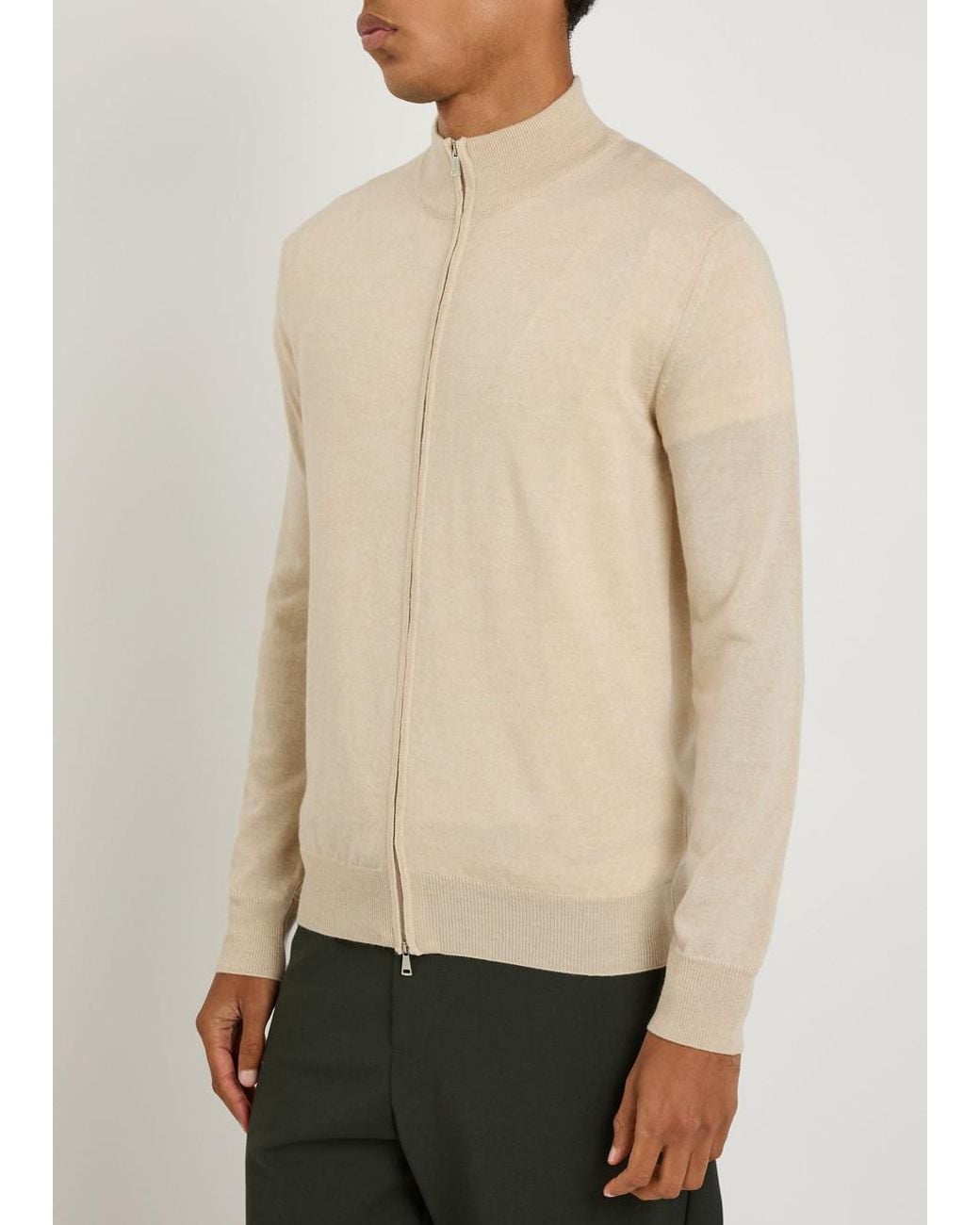 Aurélien Full Zip Knit Merino Wool Jumper in Natural for Men | Lyst UK