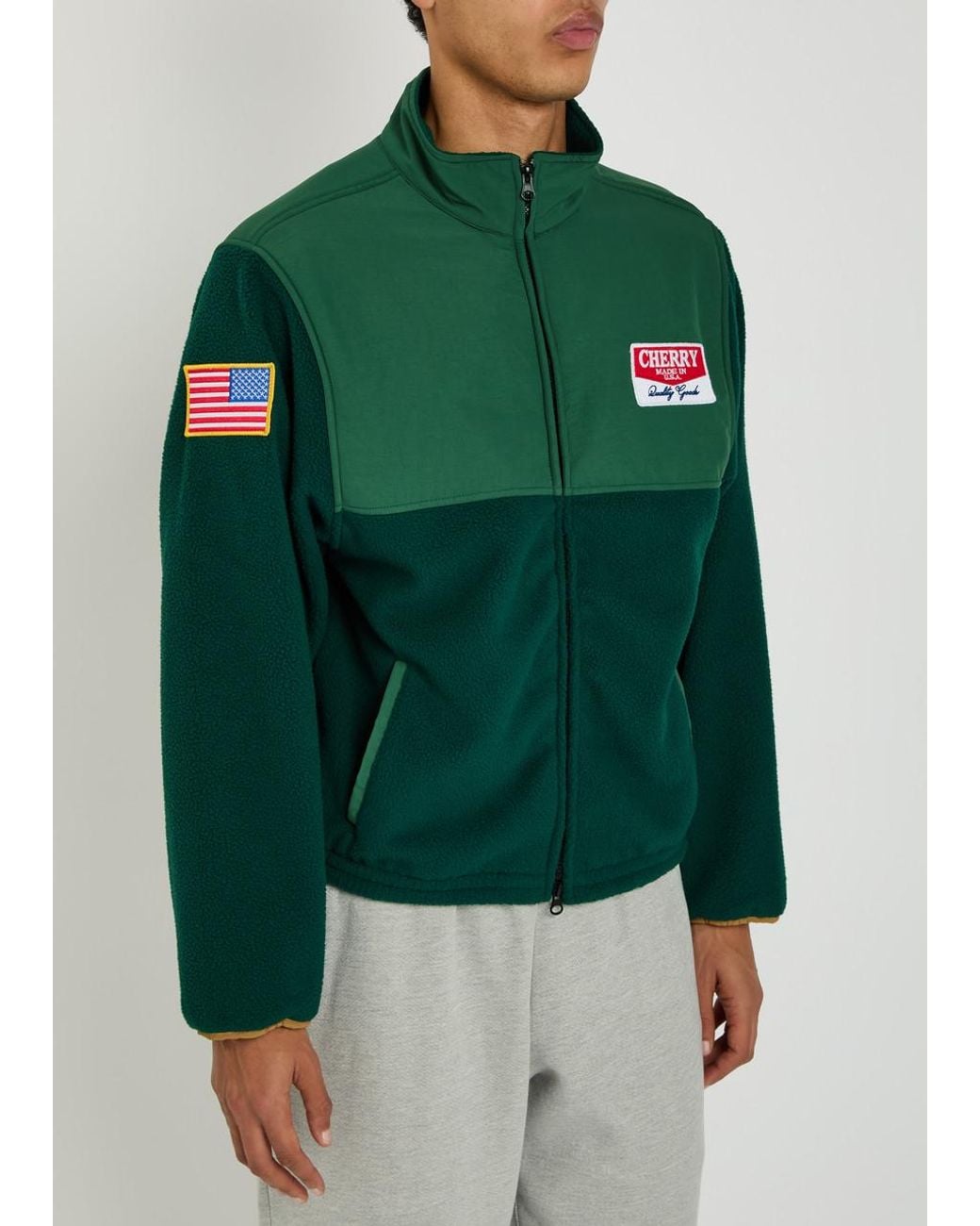 CHERRY LA Racing Appliquéd Panelled Fleece Jacket in Green for Men | Lyst