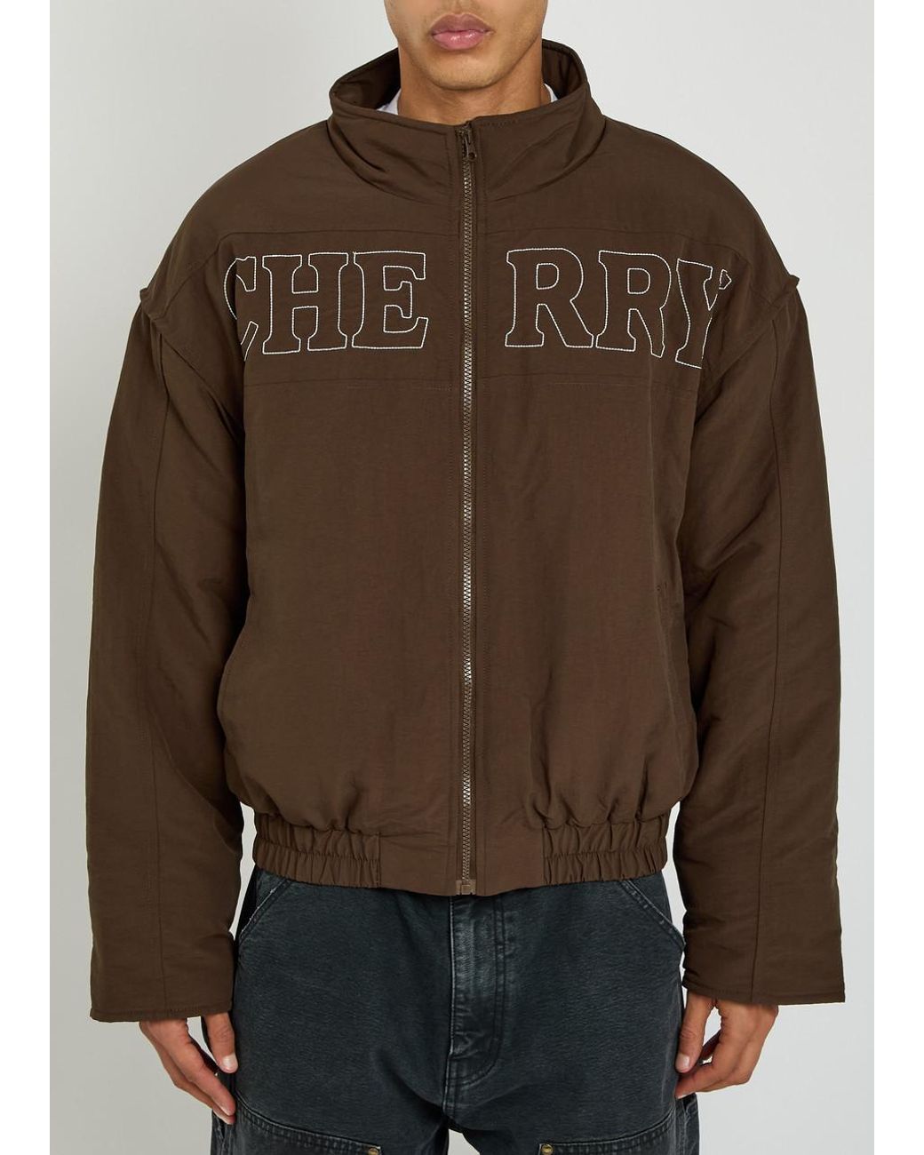 CHERRY LA Pit Crew Logo-Embroidered Padded Nylon Jacket in Brown for ...