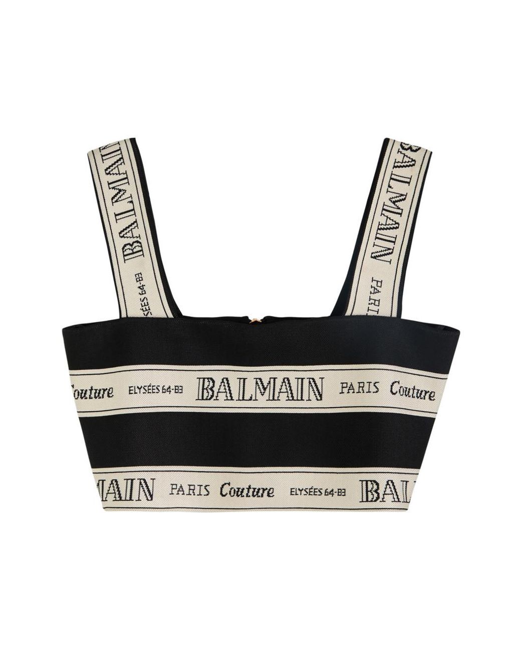 Balmain Logo-Jacquard Cropped Top in Black | Lyst