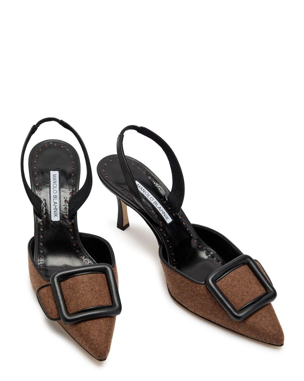 Manolo Blahnik Mayslibi 70 Slingback Leather Pumps in Brown | Lyst UK