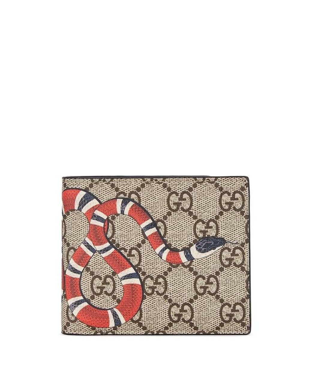Gucci Bestiary Snake-print Canvas And Leather Wallet in Natural for Men ...