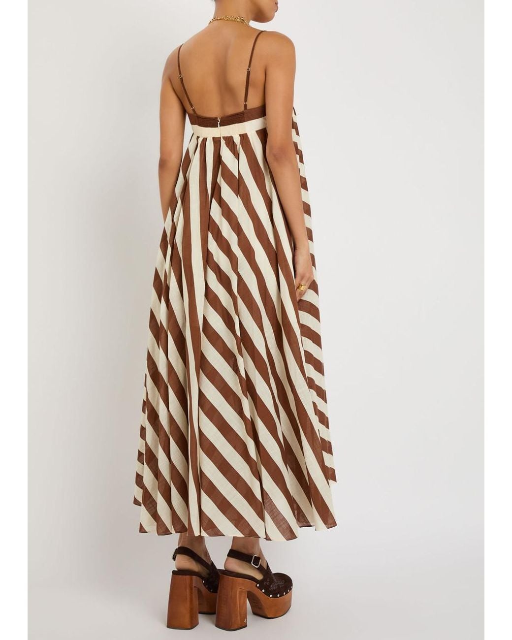 Zimmermann Daylight Striped Cotton Maxi Dress in Natural | Lyst