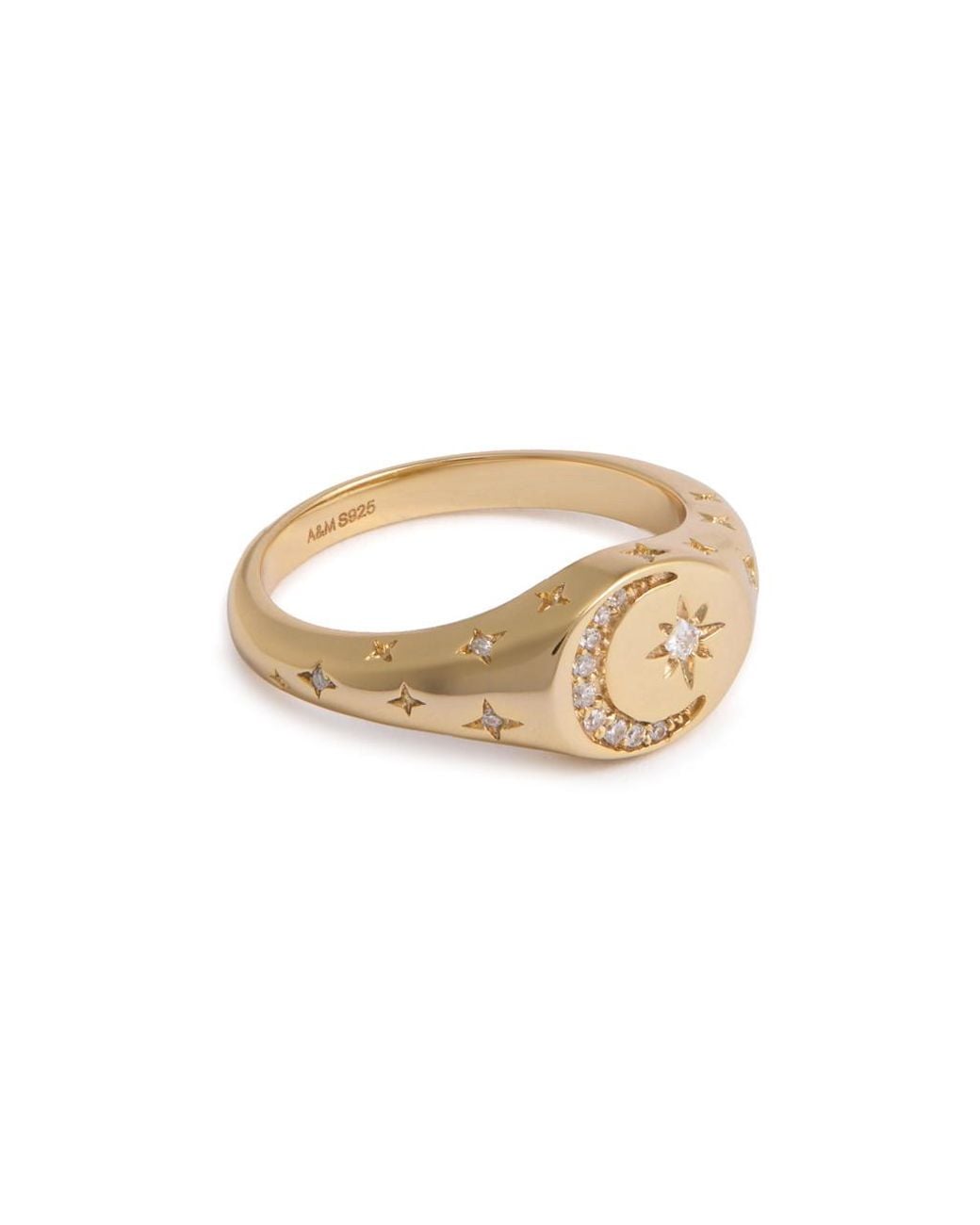 Astrid & Miyu Cosmic 18Kt-Plated Signet Ring in White | Lyst