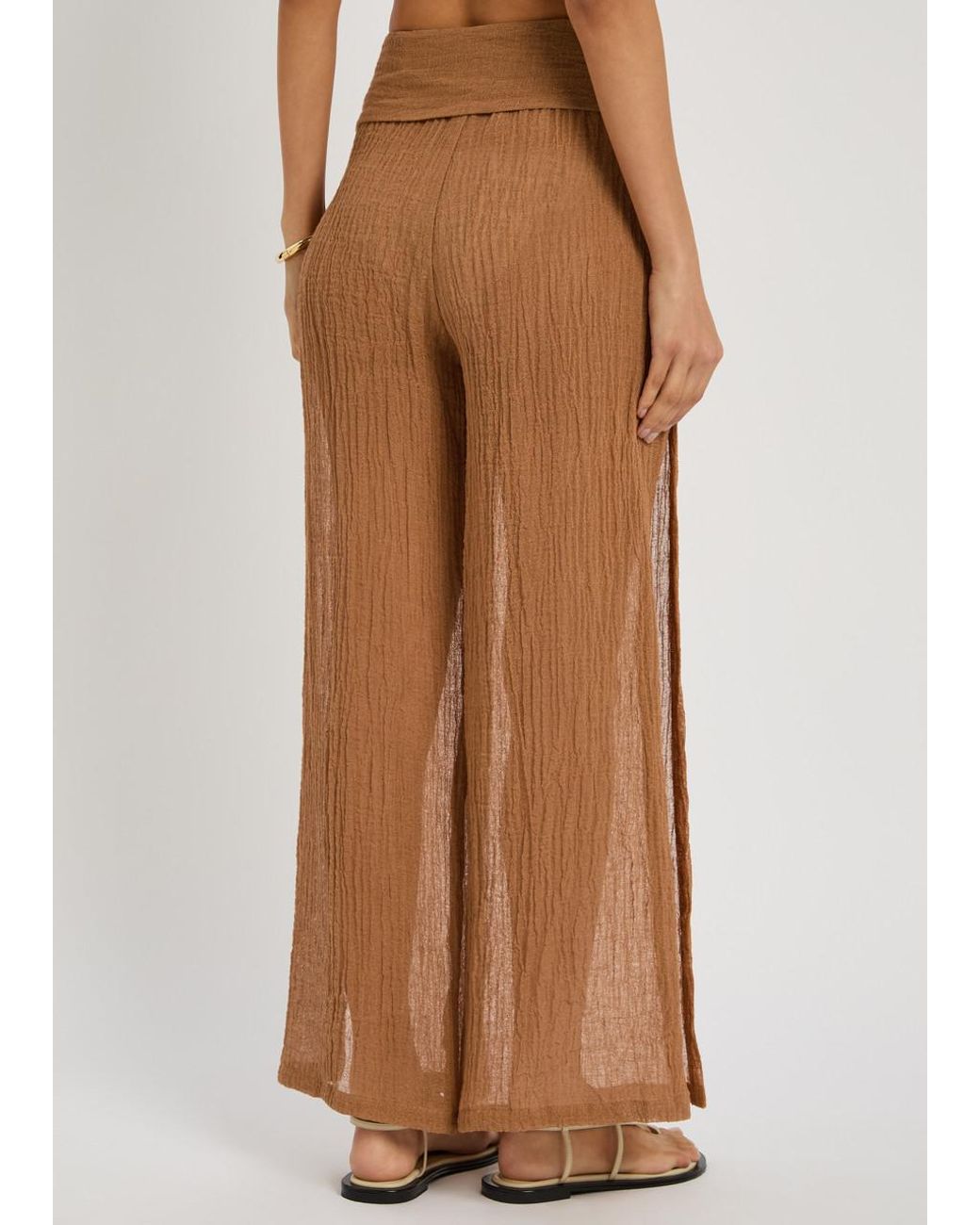 Lisa Marie Fernandez Open Side Linen-Blend Beach Trousers in Brown | Lyst