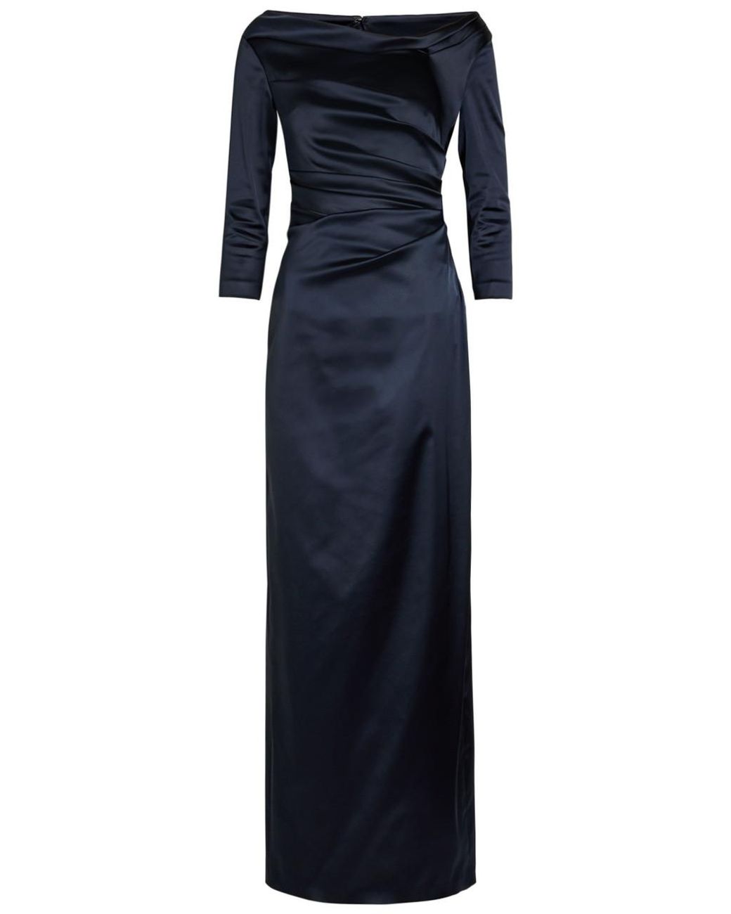 Talbot Runhof Gathered Satin Maxi Dress in Blue | Lyst