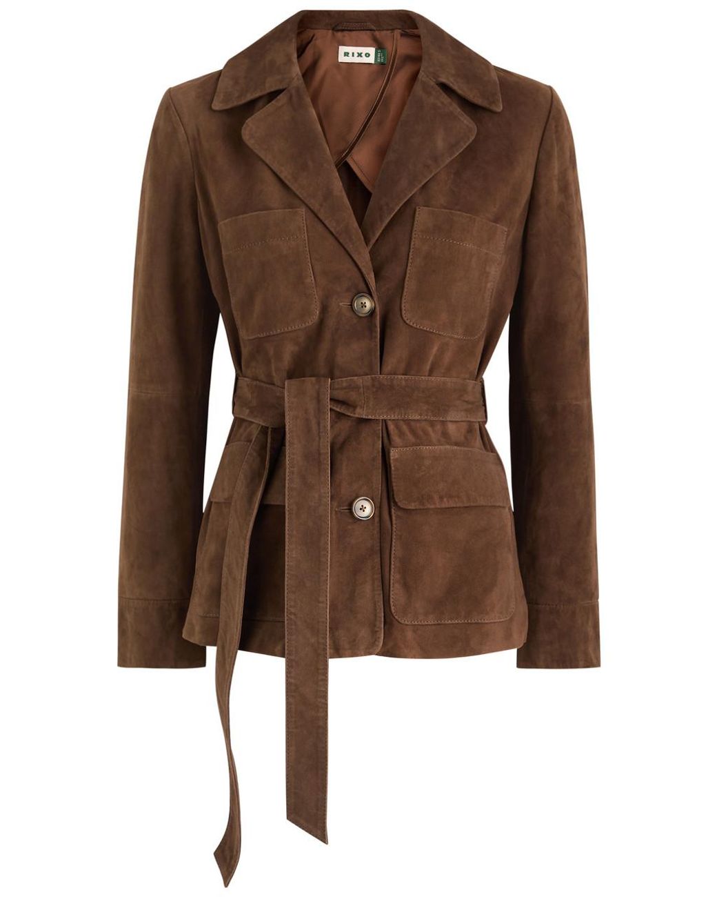 RIXO London Juliana Suede Jacket in Brown | Lyst