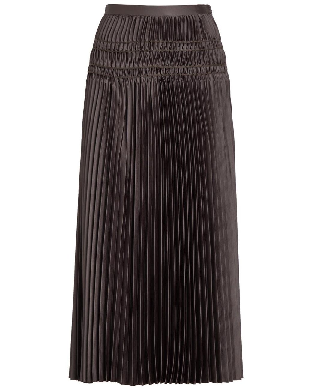 JOSEPH Hayes Plissé Satin Midi Skirt in Brown | Lyst