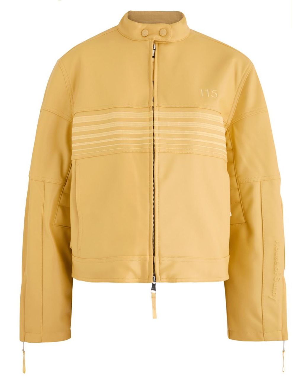 House Of Sunny The Racer Embroidered Faux Leather Jacket in Yellow | Lyst