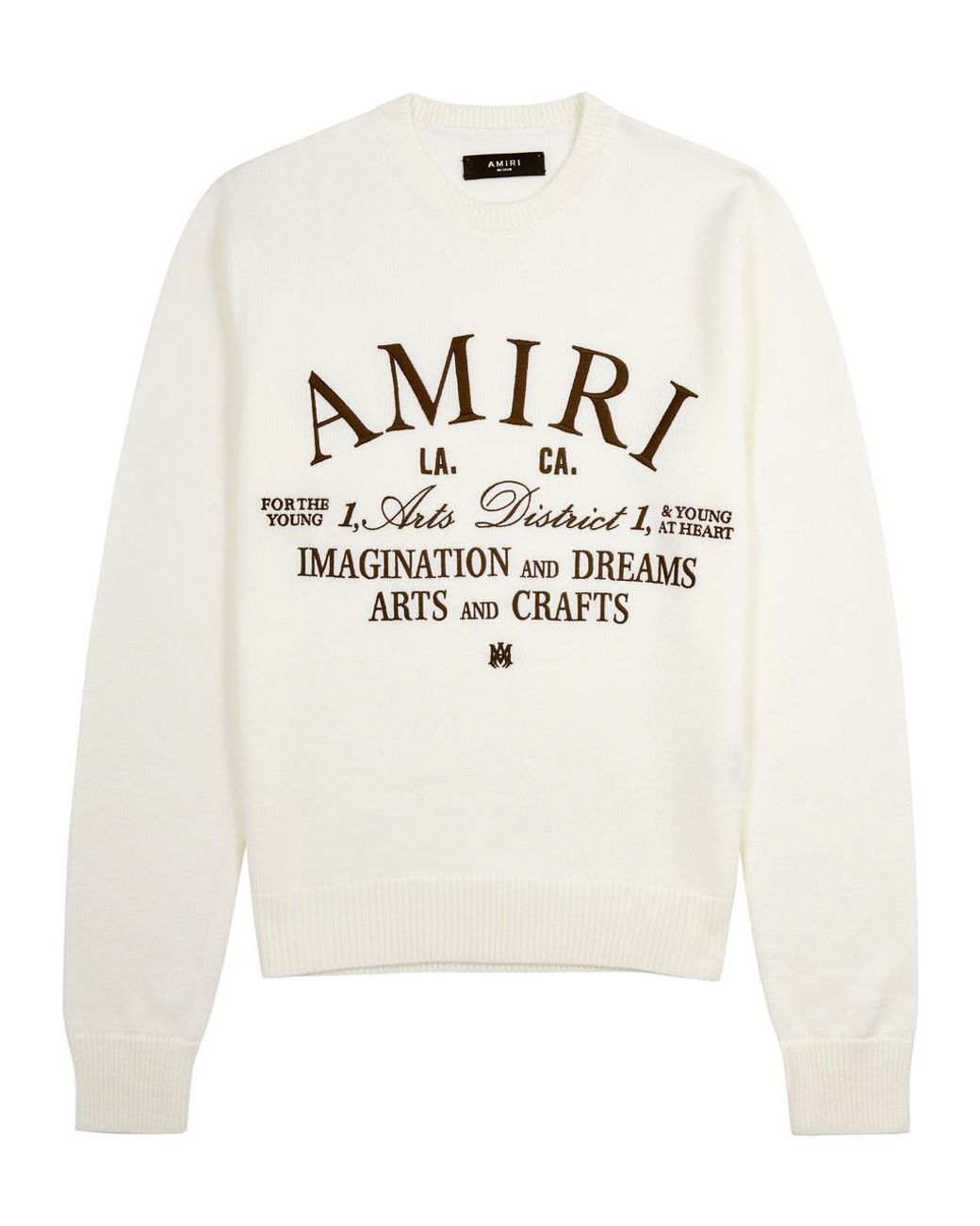 Amiri Arts District Logo-embroidered Wool Jumper in White for Men | Lyst
