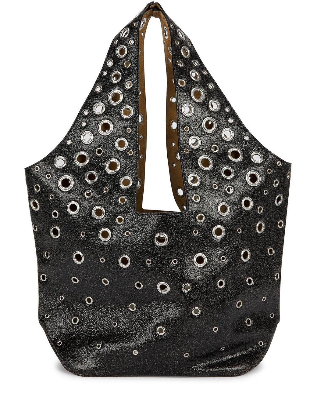 Paco Rabanne Medium Eyelet-embellished Leather Tote in Black | Lyst
