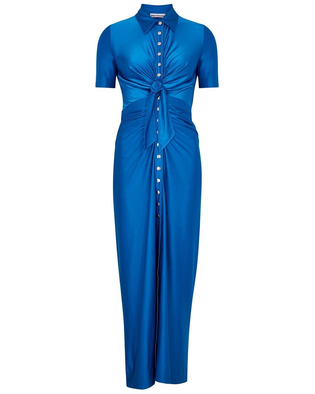 Paco Rabanne Ruched Satin-jersey Midi Dress in Blue | Lyst
