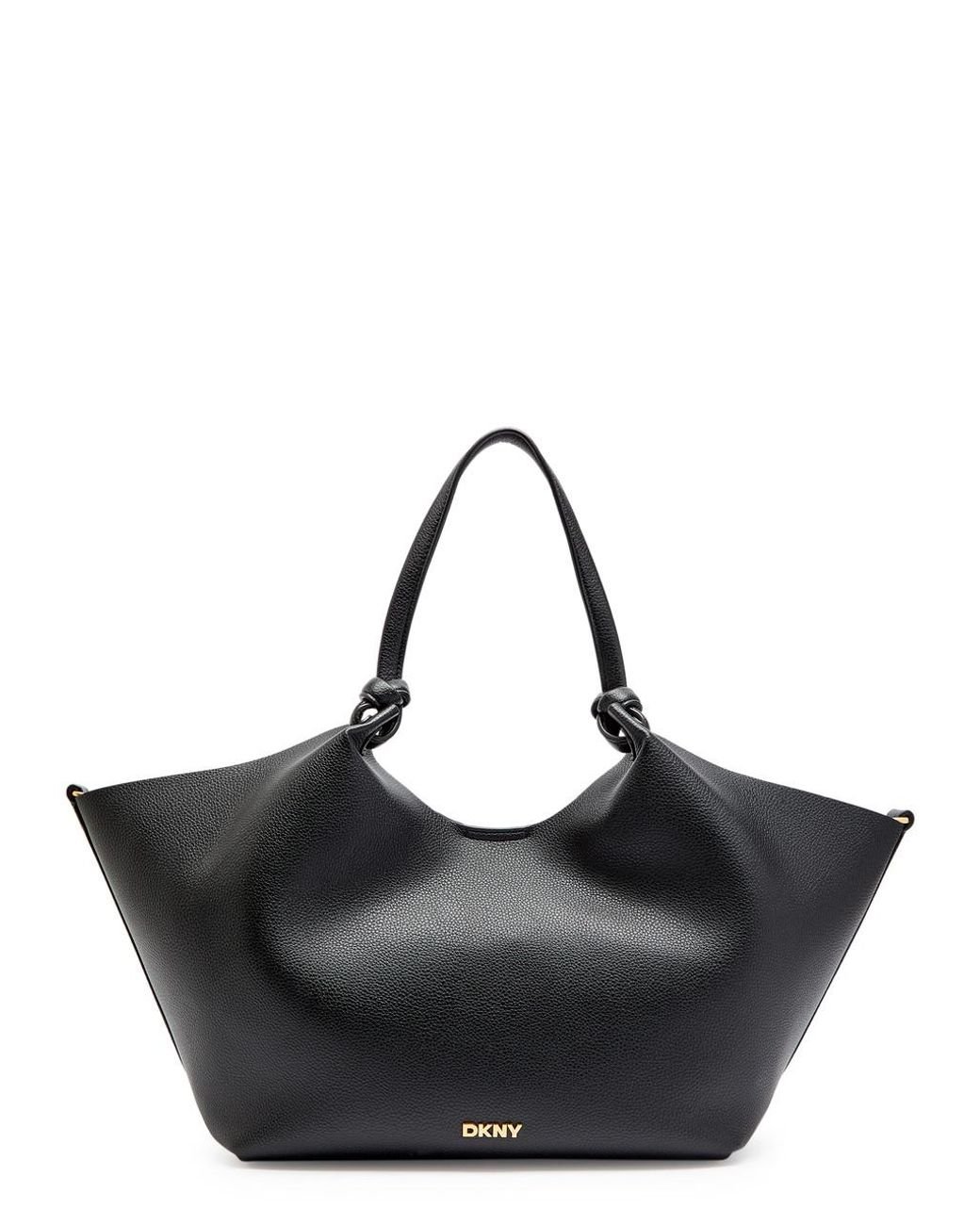 DKNY Paula Medium Grained Leather Tote Bag in Black | Lyst