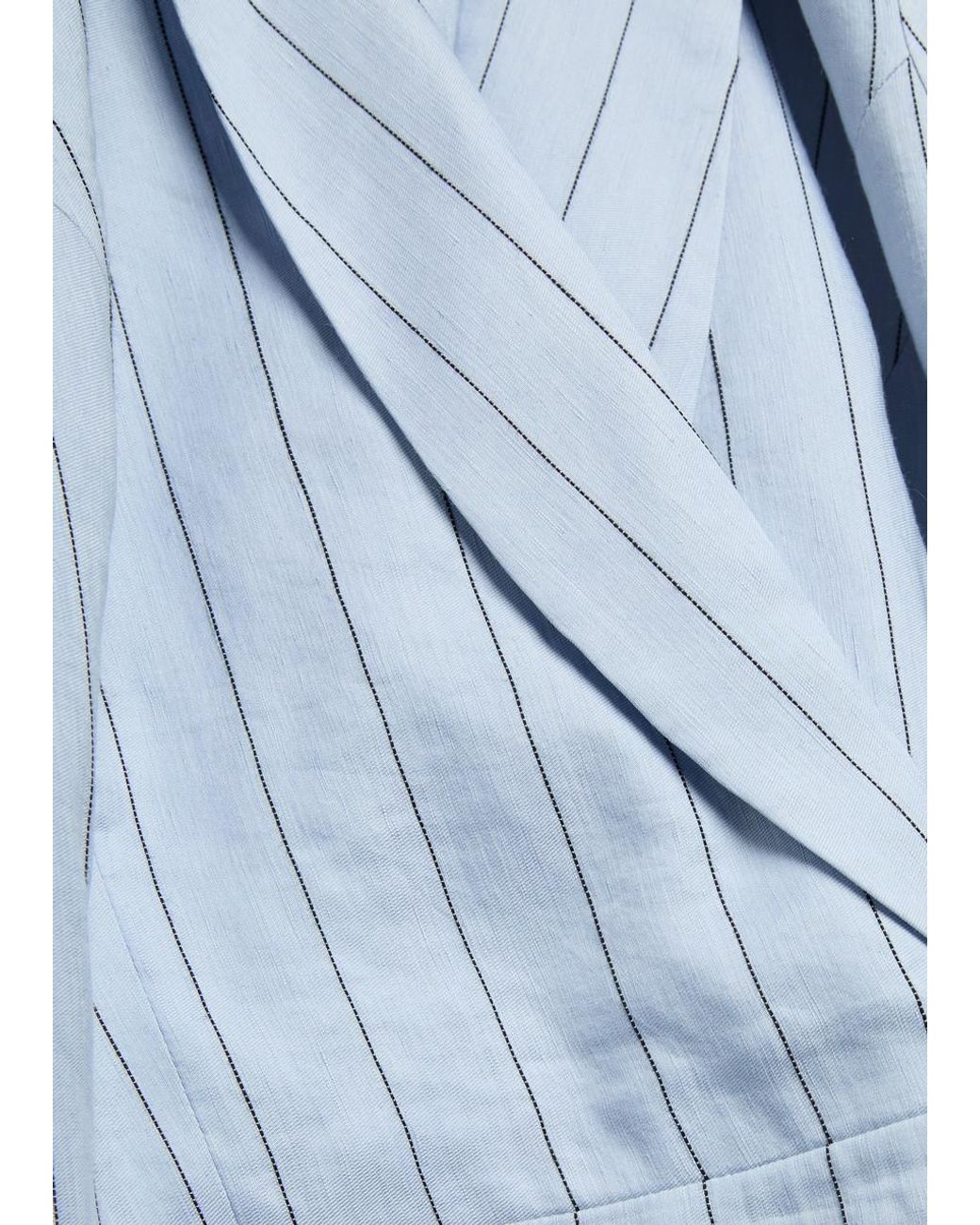 Rebecca Vallance Effie Pinstripe Belted Linen-Blend Midi Dress in Blue ...