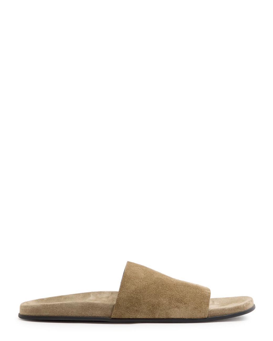 The Row Hugh Suede Sliders in Brown | Lyst