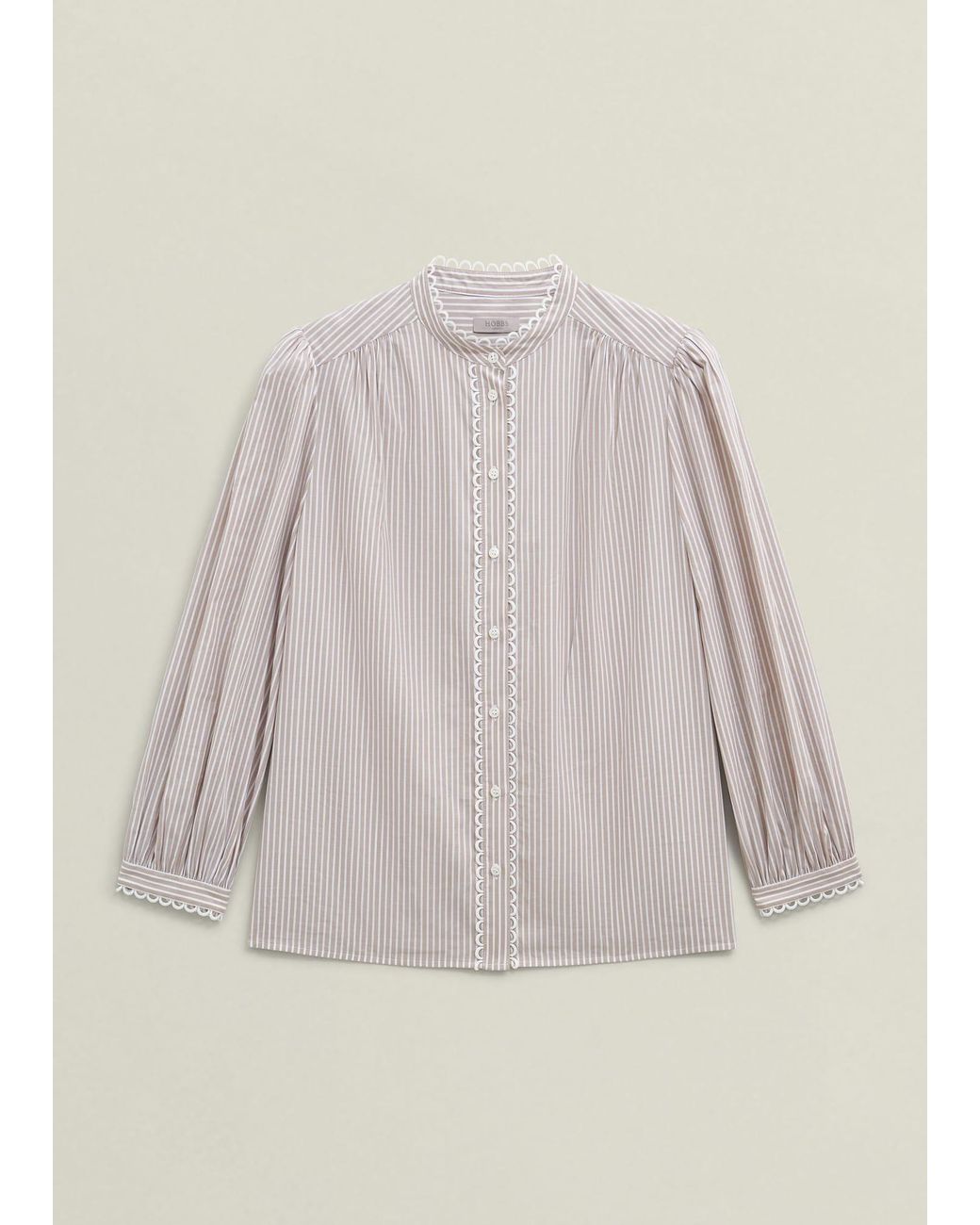 Hobbs Becca Cotton Stripe Blouse in Natural | Lyst UK