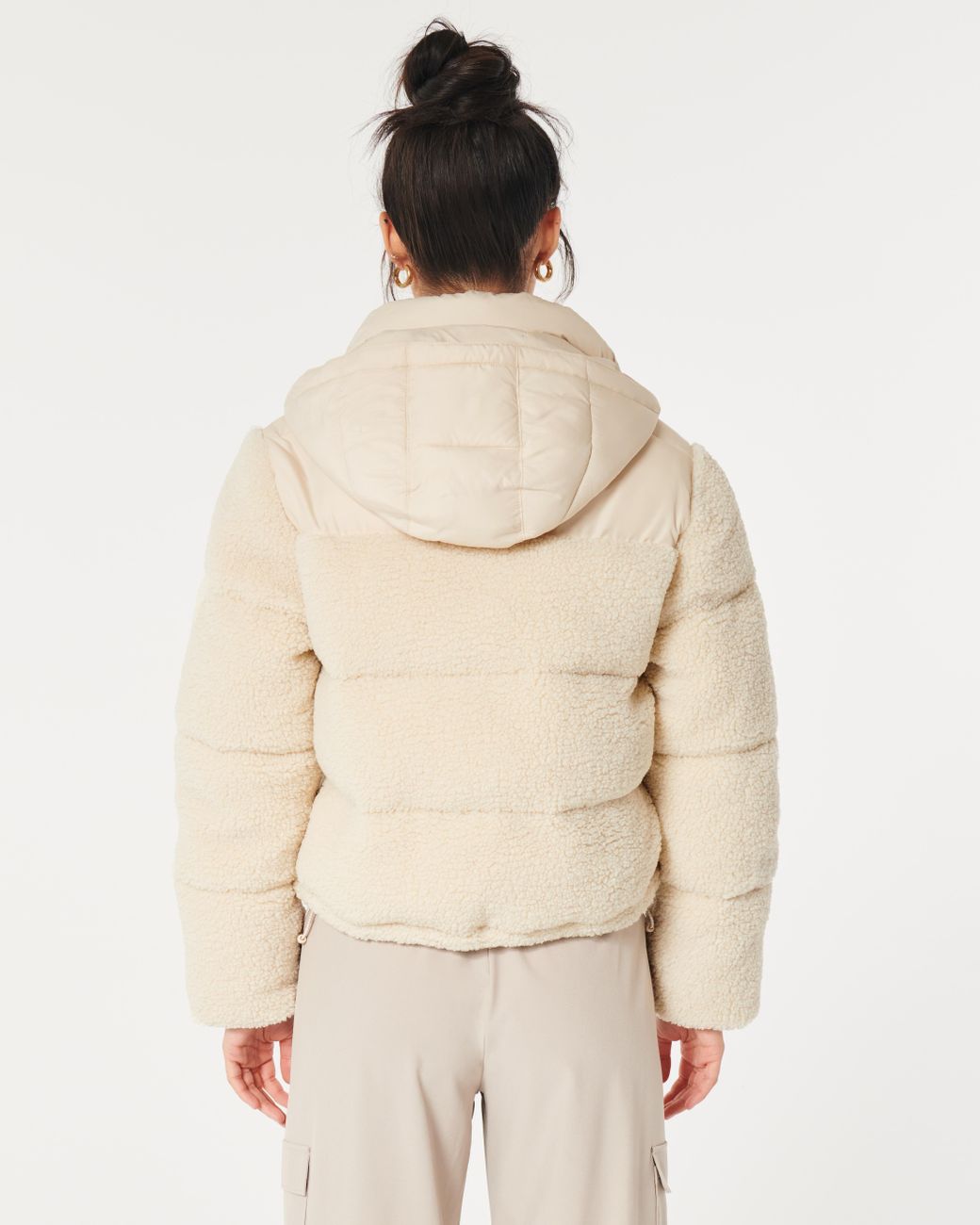 Hollister sherpa puffer jacket store