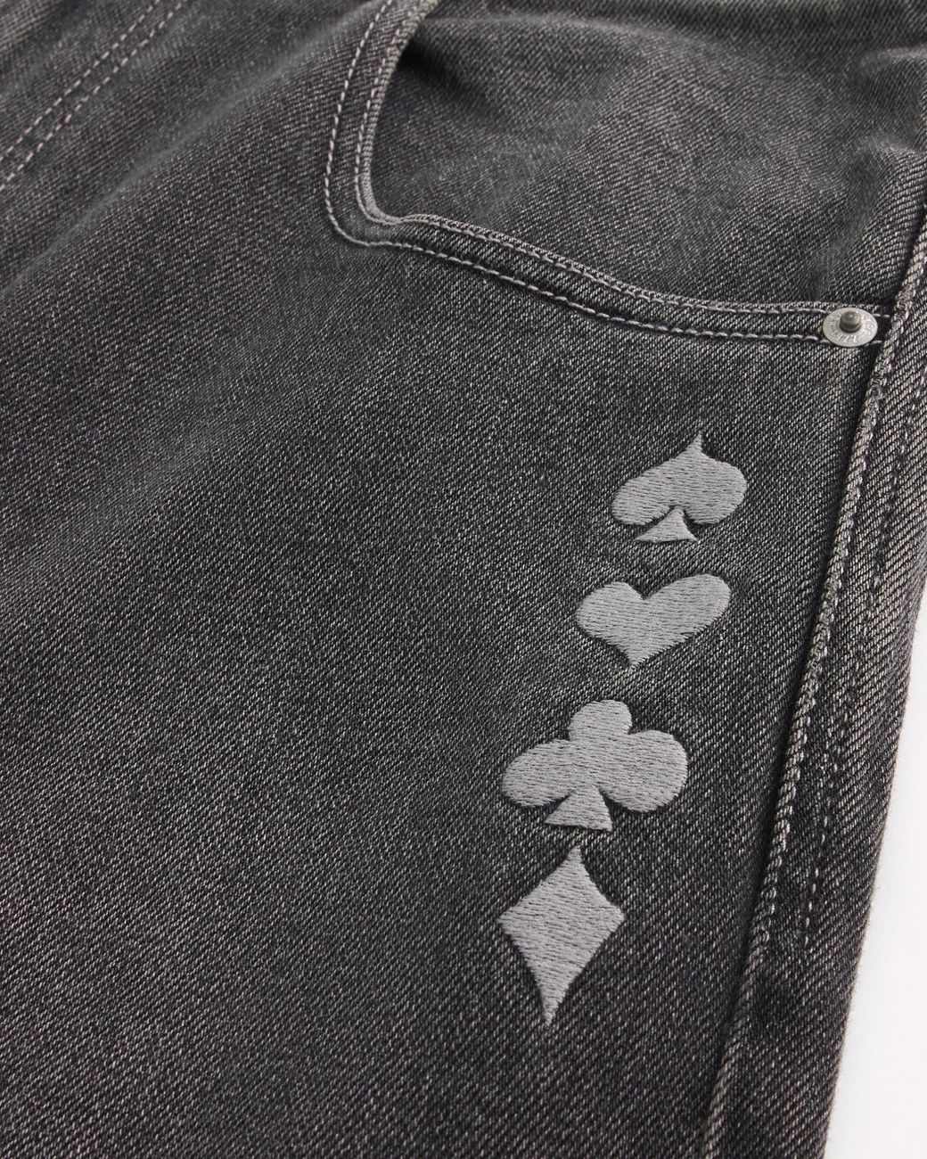Hollister Washed Black Playing Card Joker Graphic Skater Baggy Jeans in ...
