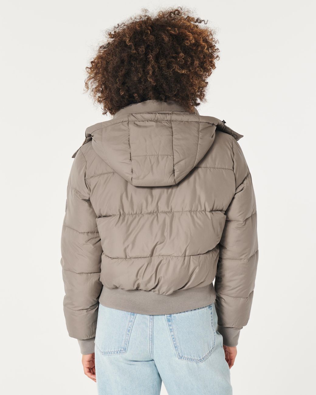 Hollister Ultimate Puffer Bomber Jacket in Natural | Lyst UK