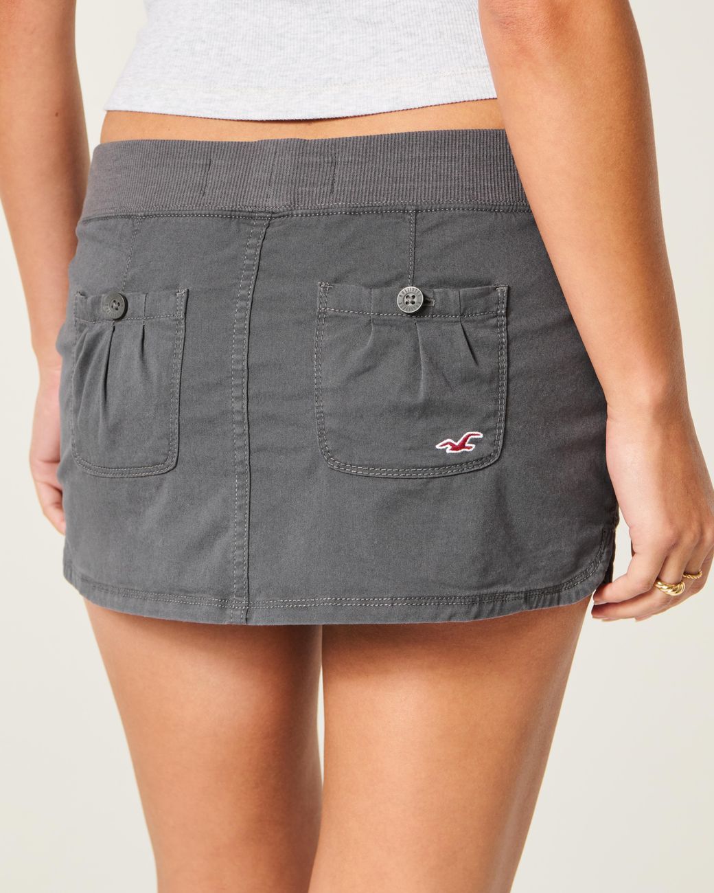 Hollister Hollister Remi Ultra Low-rise Poplin Micro Mini Skort in Grey ...