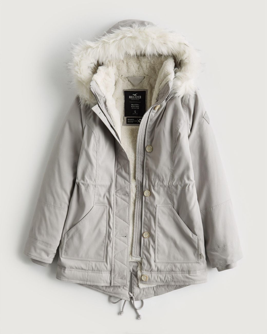 Hollister Faux Fur-lined Cozy Parka in Grey | Lyst UK